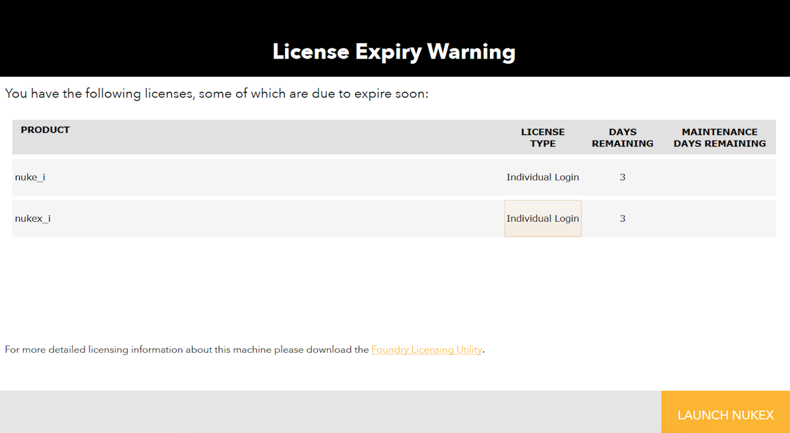 Q100722: Advisory on resolution of Individual login-based licensing expiry warnings – Foundry