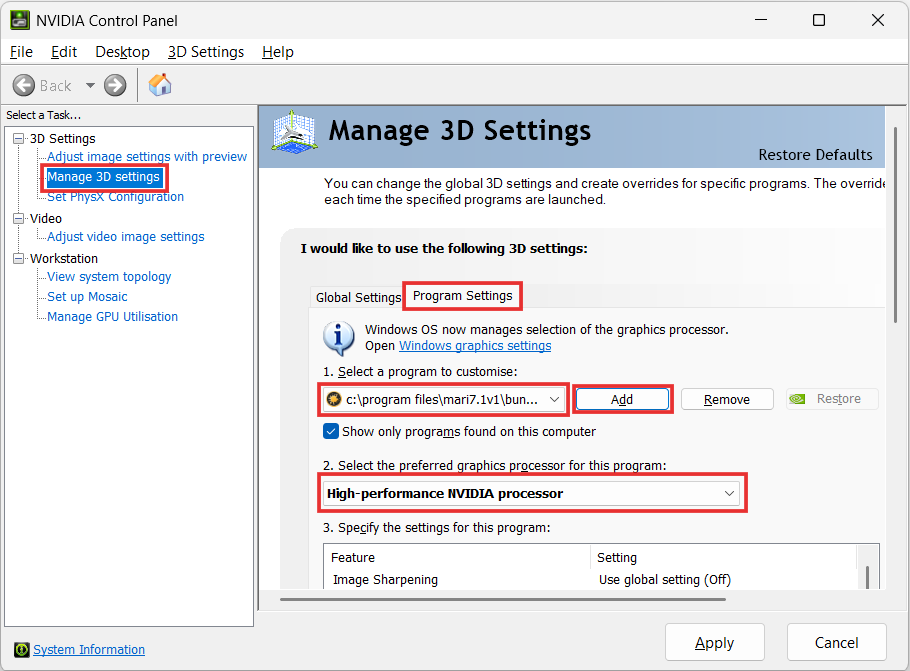 Q100040: Assigning your Nvidia GPU to Mari on Windows to prevent launch issues – Foundry