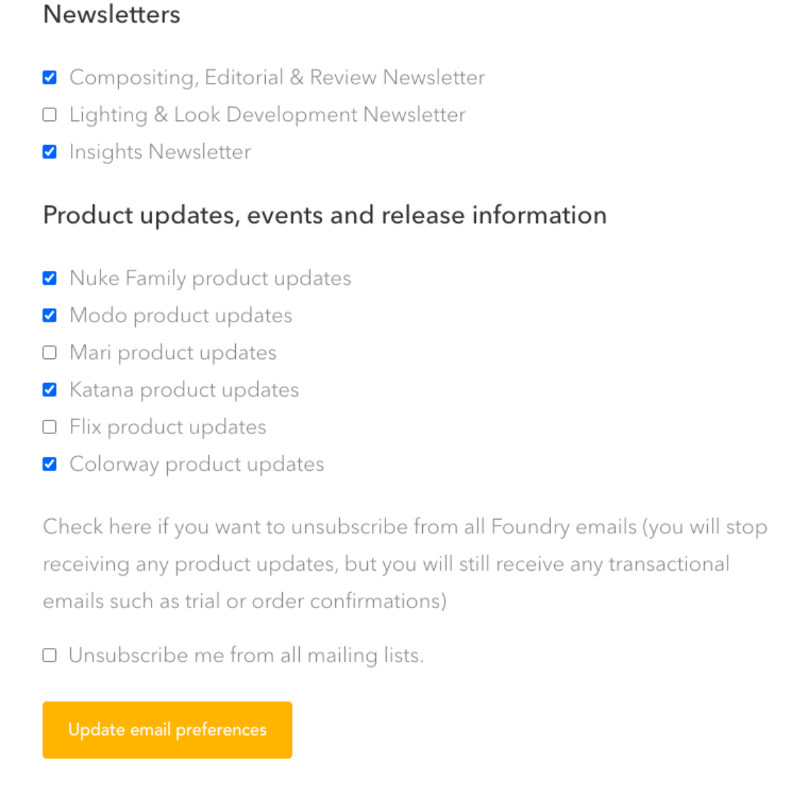 Q100627: Foundry マーケティングメールの購読または購読解除方法 – Foundry