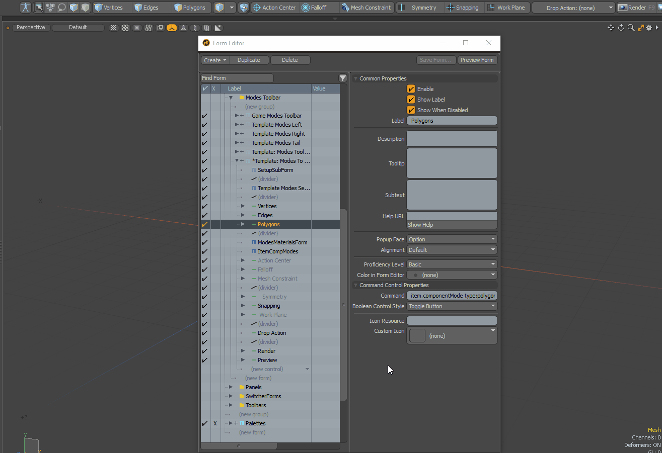 Q100537: Adding the Items mode button back to the UI in Modo 12 and ...